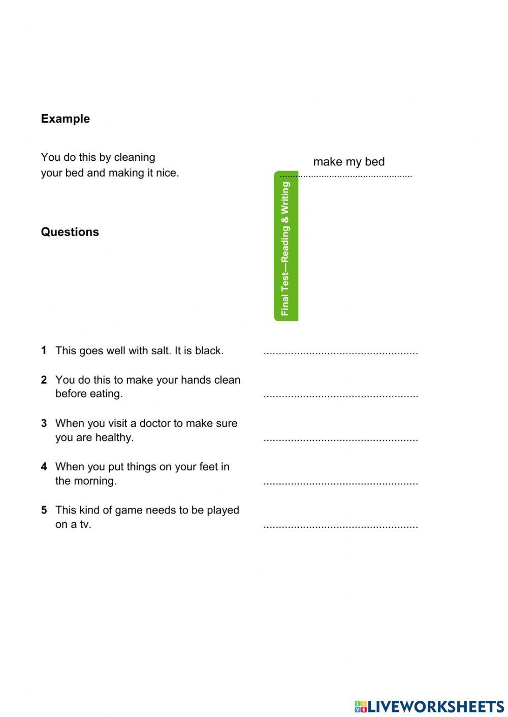 Hang Out- Final Test 3-Reading online exercise for | Live Worksheets
