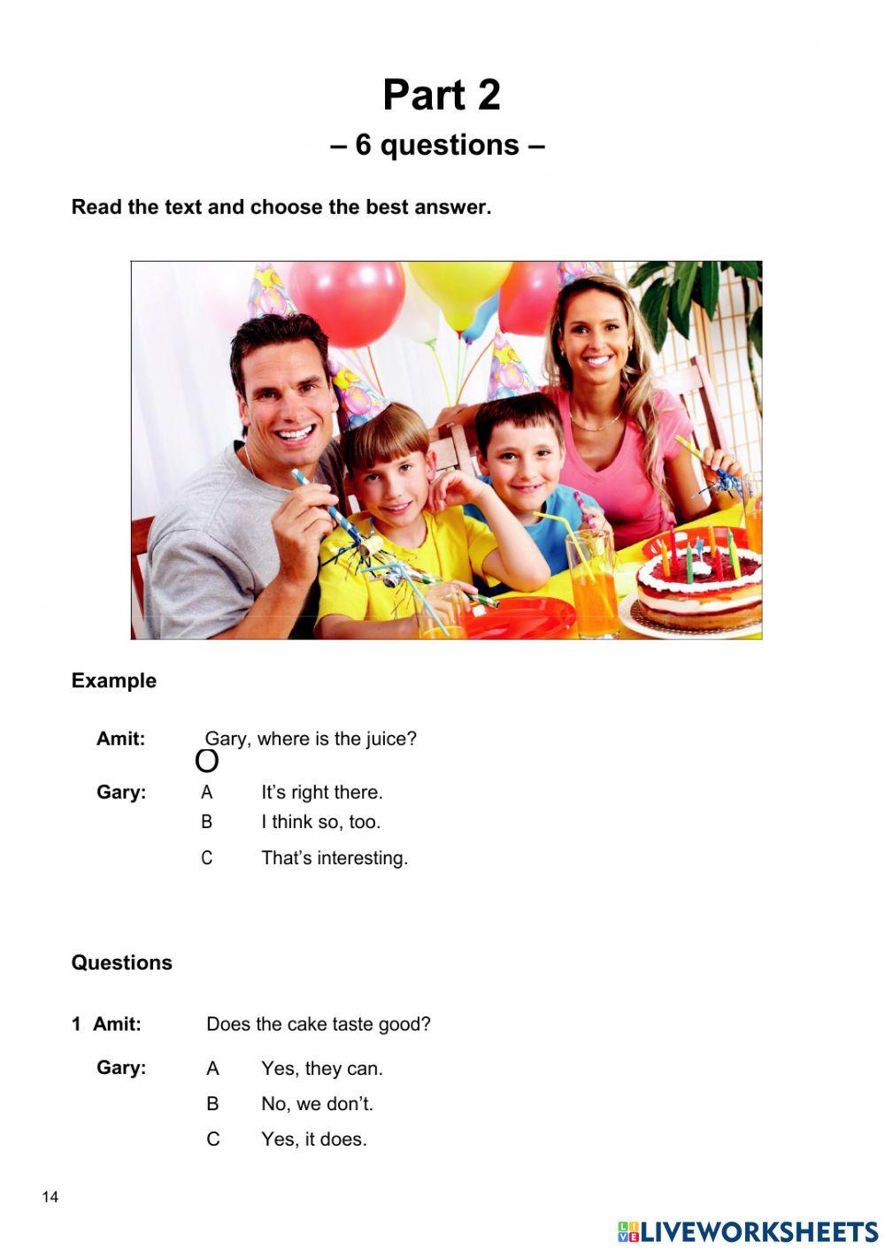 Hang Out- Final Test 3-Reading online exercise for | Live Worksheets