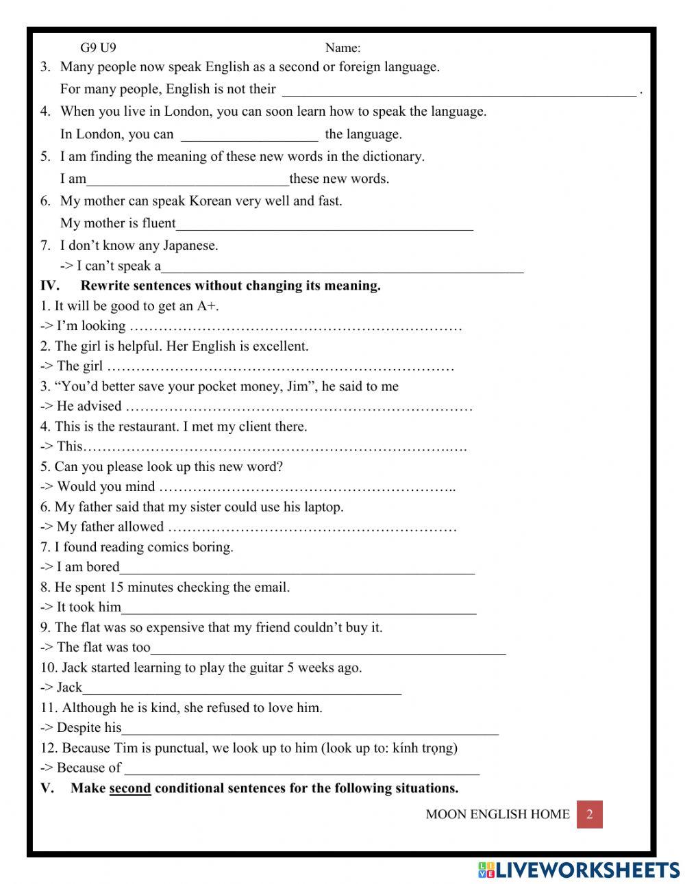 Grade 9- Unit 9… | Free Interactive Worksheets | 1897316