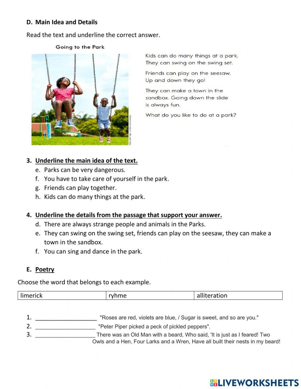 Reading 3rd Period Test worksheet | Live Worksheets