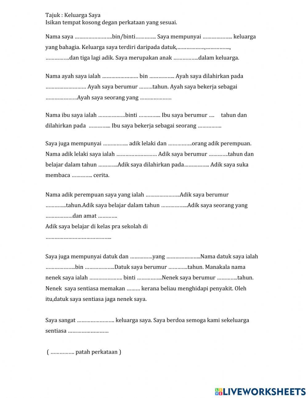 Karangan online pdf worksheet | Live Worksheets