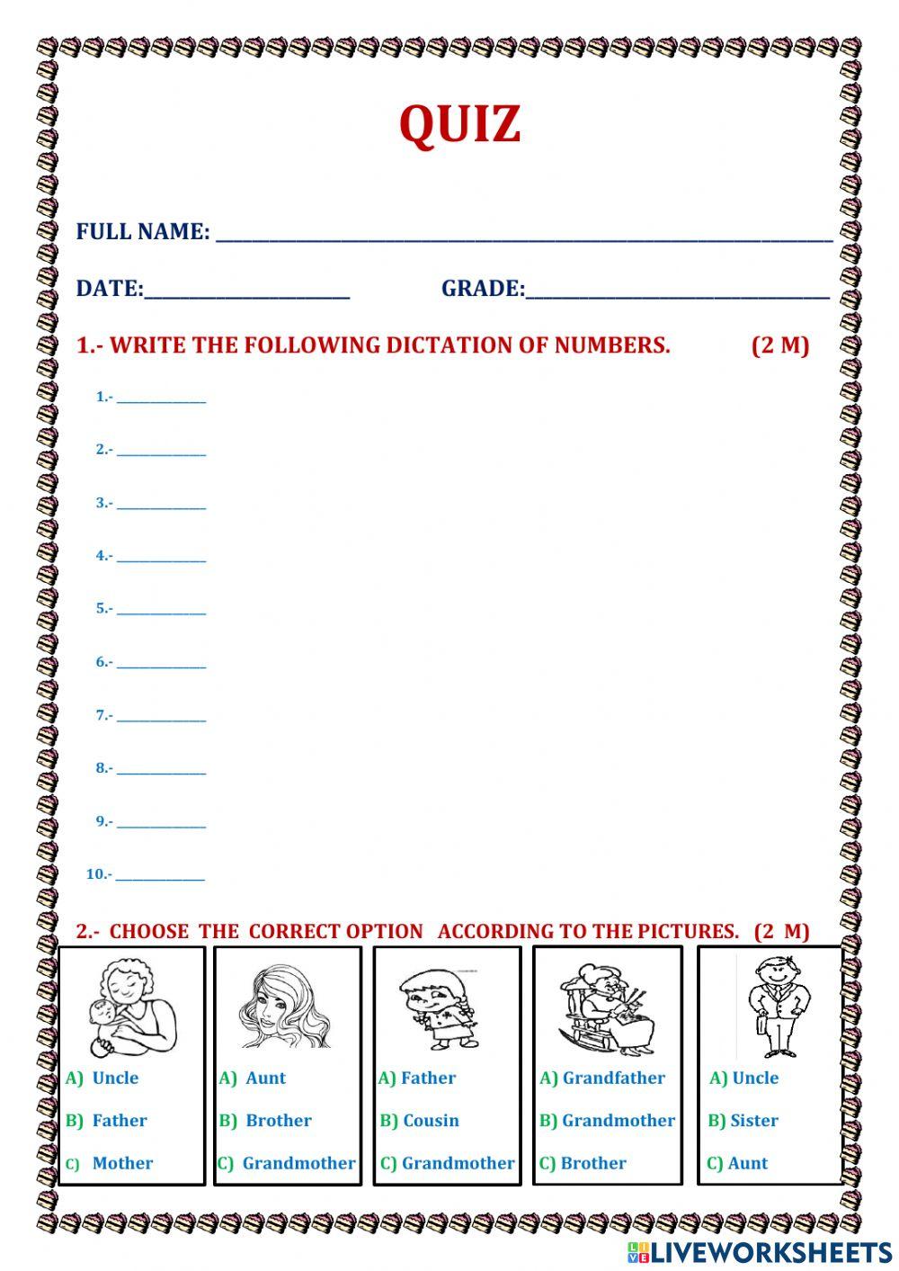 Quiz online exercise for GRADE 2ND | Live Worksheets