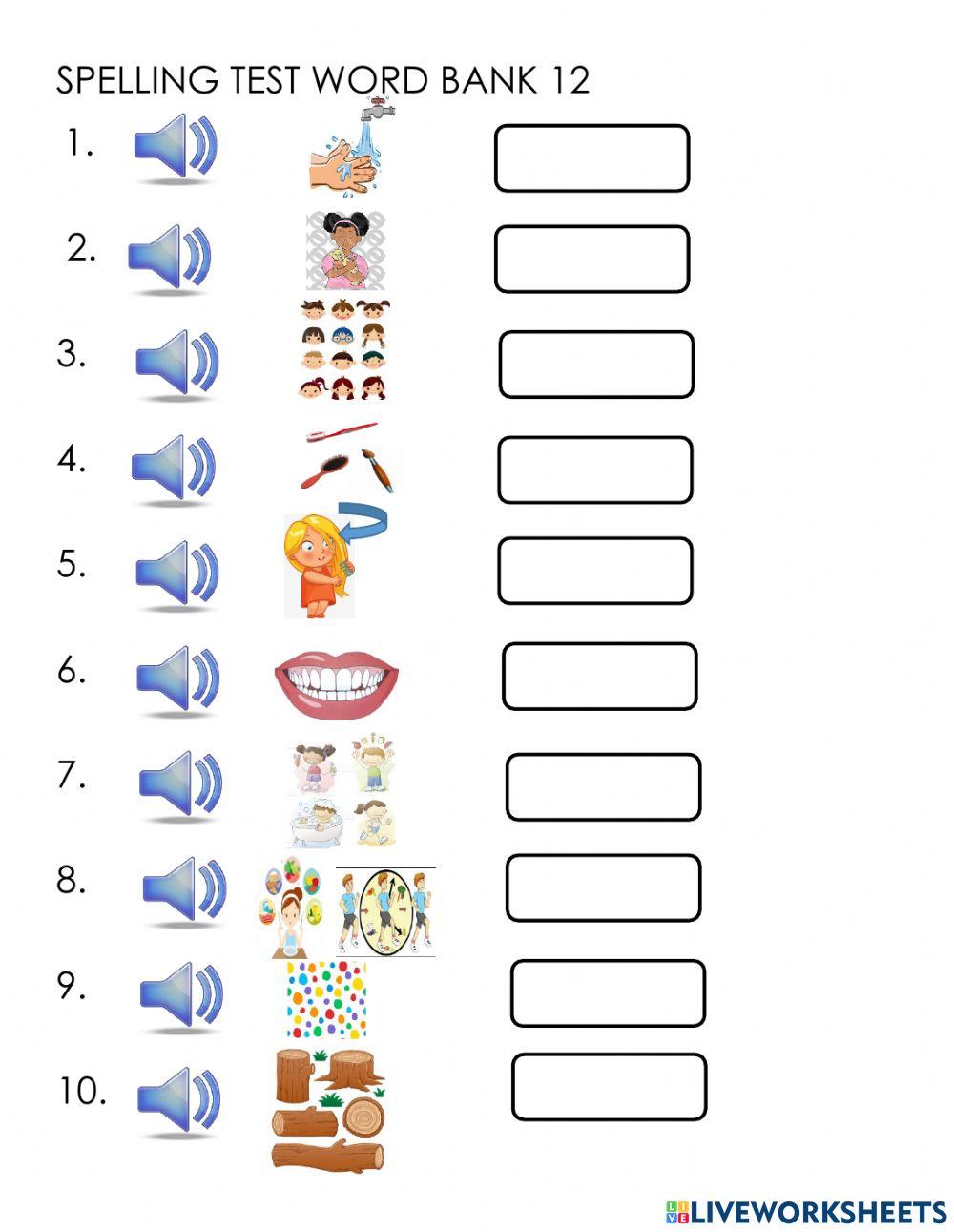 Spelling Test Week 12 T2 worksheet | Live Worksheets