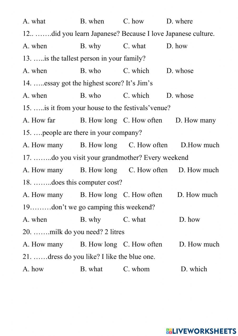 U9 interactive activity | Live Worksheets