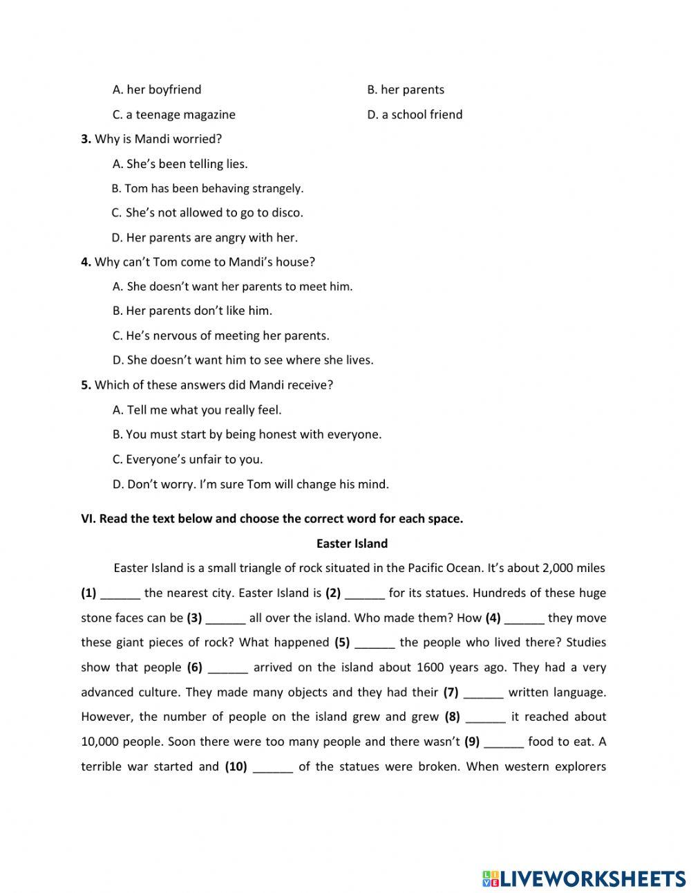 Dt pi2 worksheet | Live Worksheets