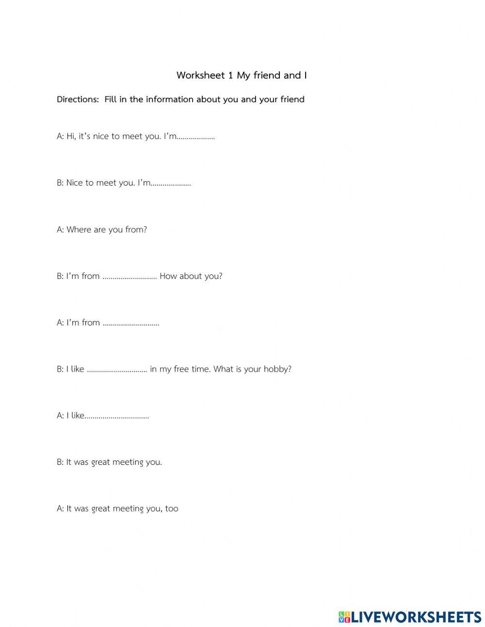 Introduce online worksheet | Live Worksheets