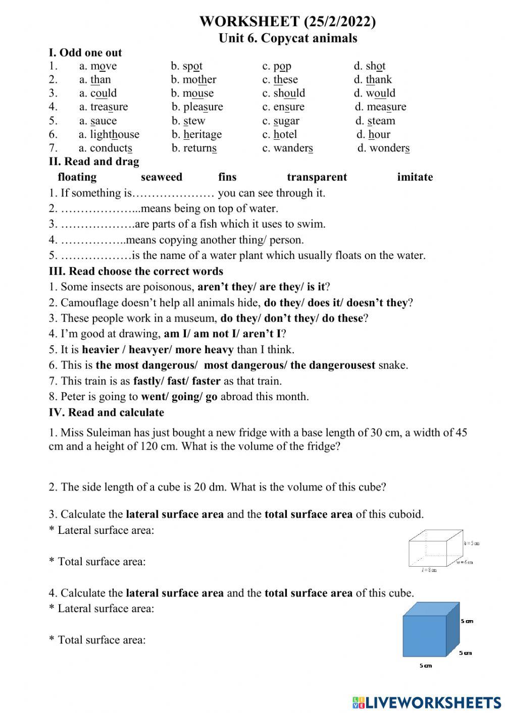 Review online exercise for 5 | Live Worksheets