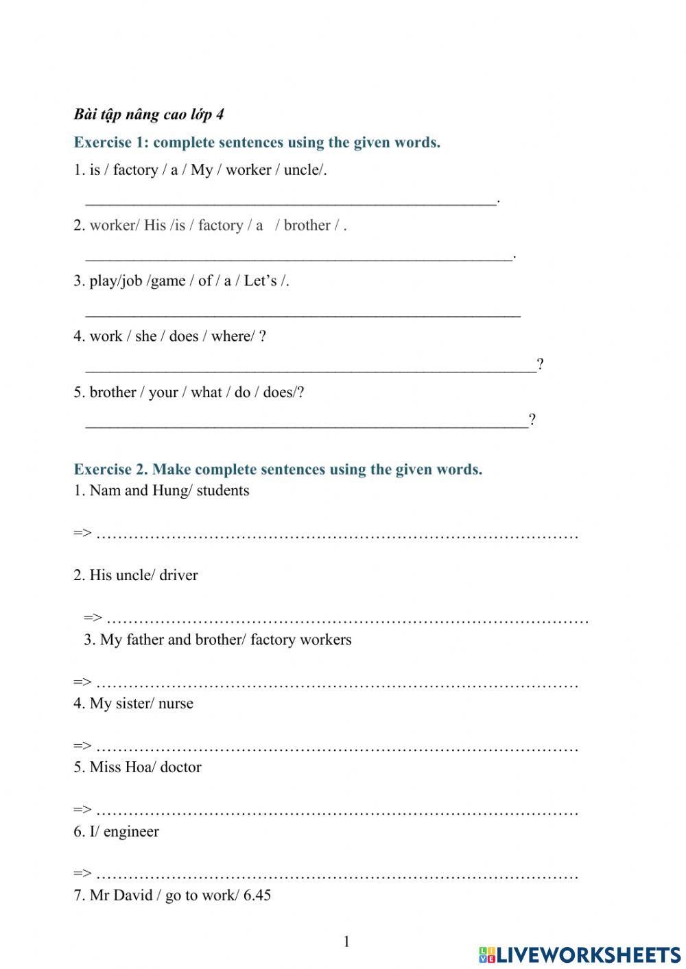 Grade 4 high level worksheet | Live Worksheets