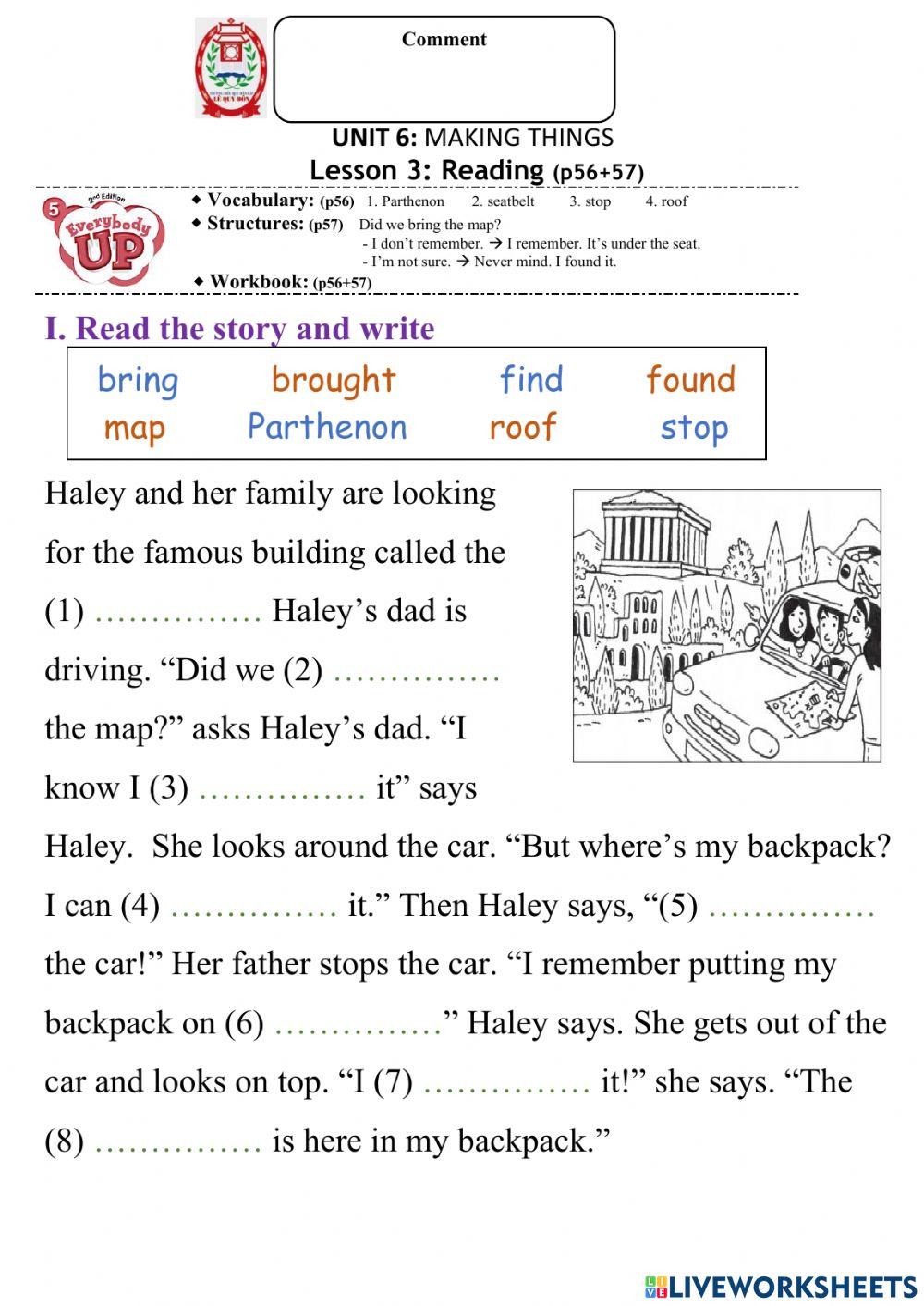 Unit 6-Lesson 3 worksheet | Live Worksheets Unit 6-Lesson 3 worksheet | Live Worksheets