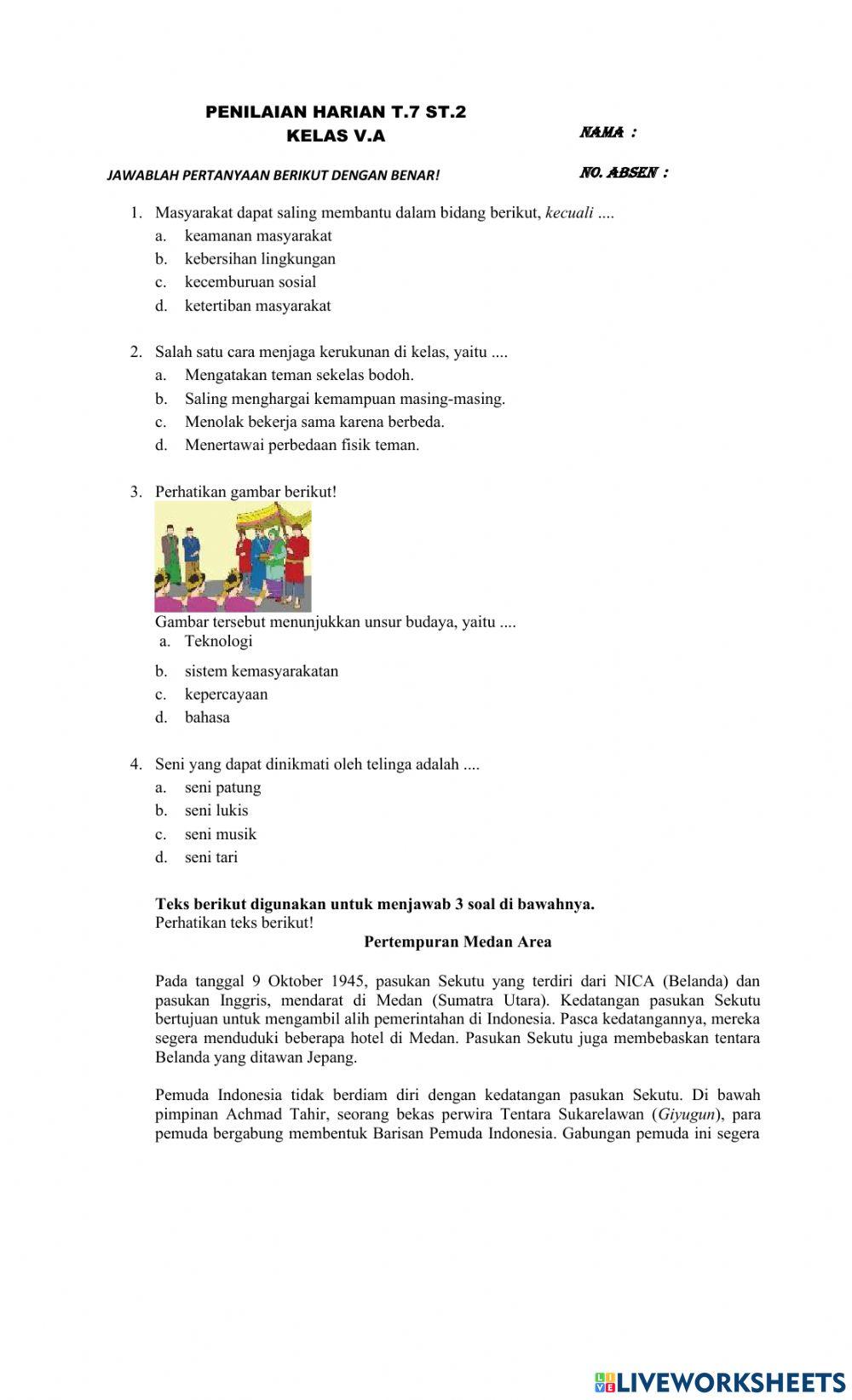 PH T7 ST2 Kelas V.A online exercise for | Live Worksheets