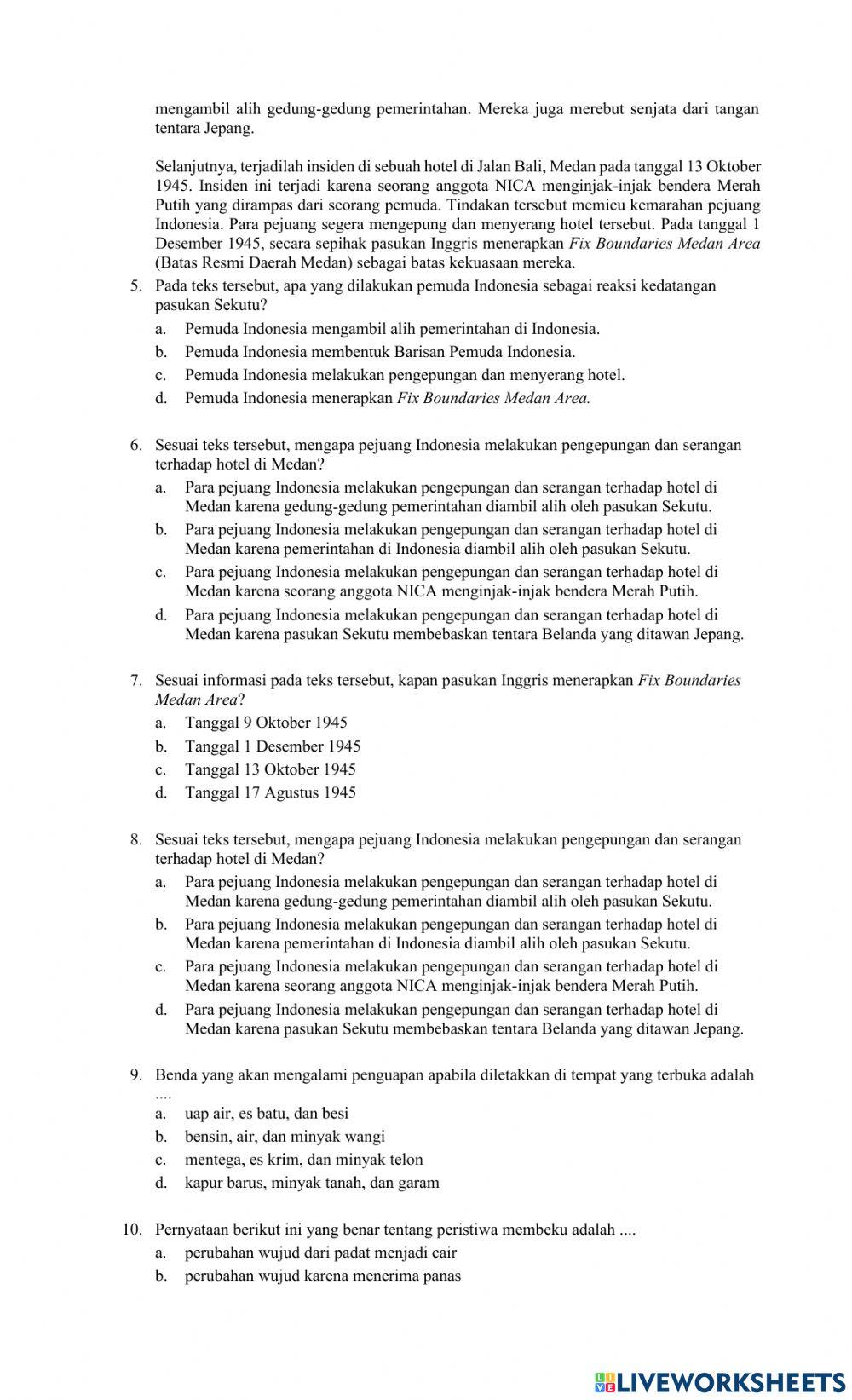 PH T7 ST2 Kelas V.A online exercise for | Live Worksheets