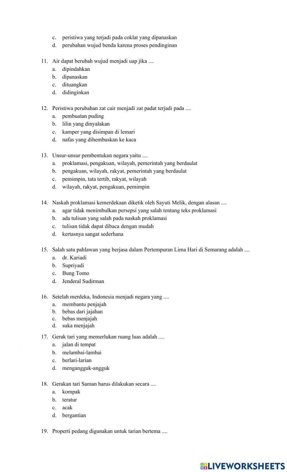 PH T7 ST2 Kelas V.A online exercise for | Live Worksheets