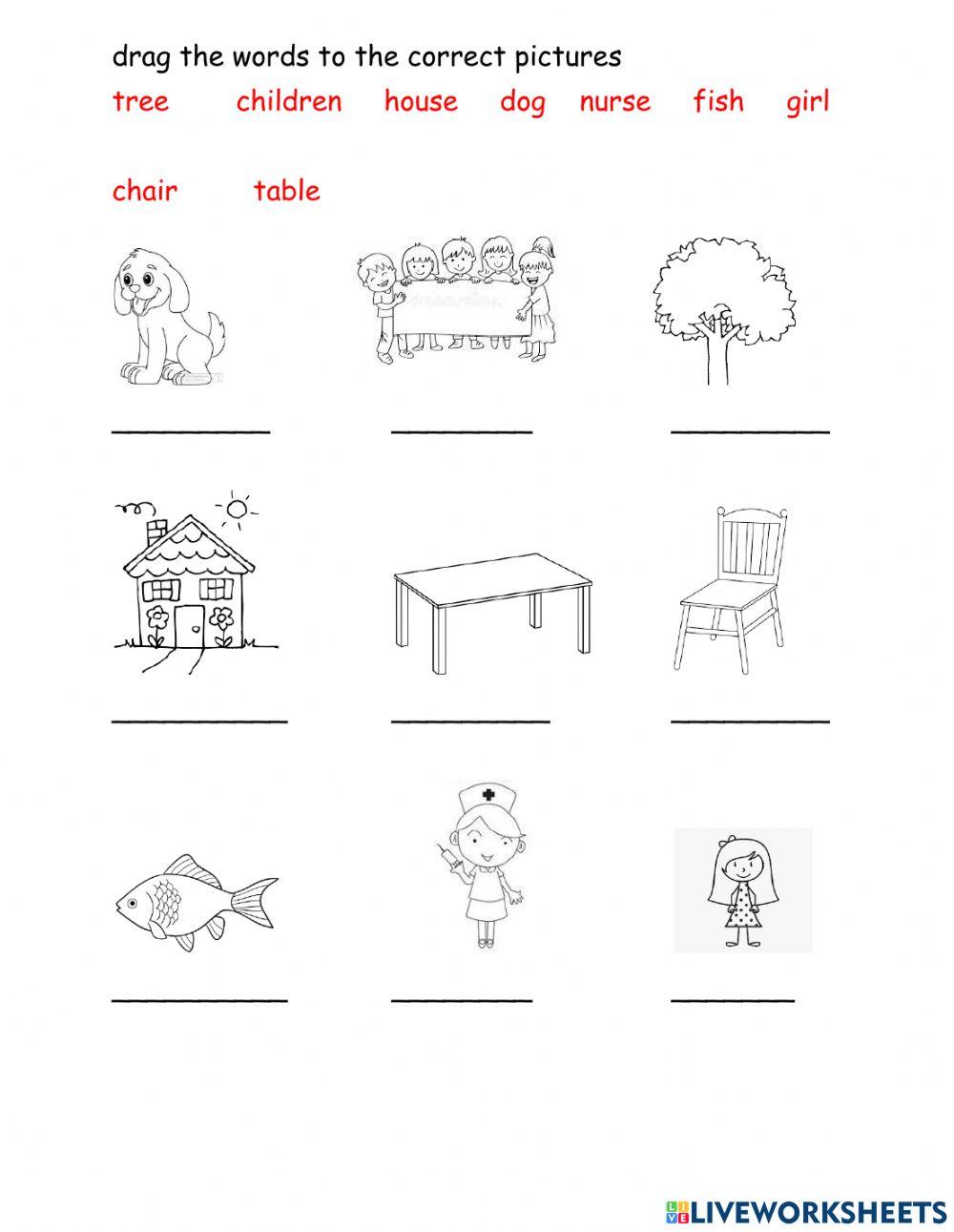 Picture words worksheet | Live Worksheets