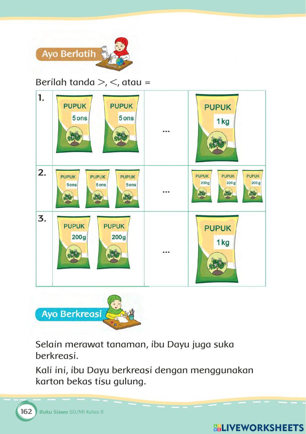 Konversi satuan berat activity | Live Worksheets