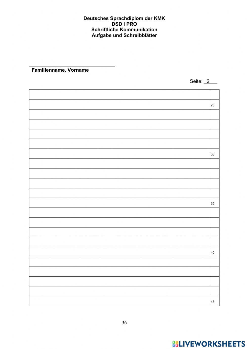 DSD 1 Pro Schre… | Free Interactive Worksheets | 1899509