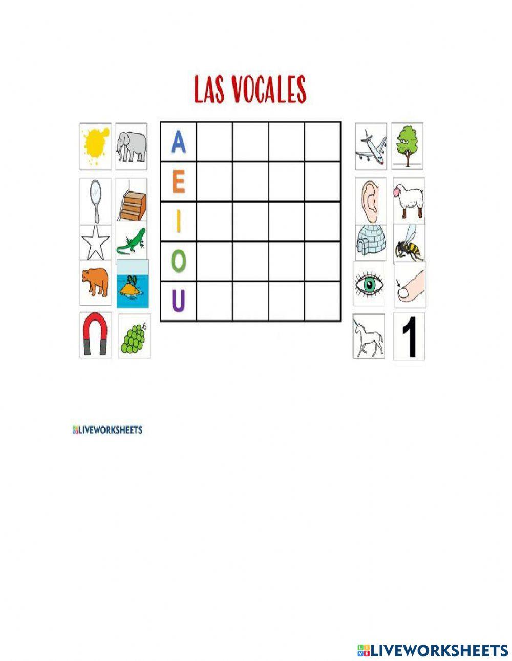 Vocales online exercise for prescolar | Live Worksheets