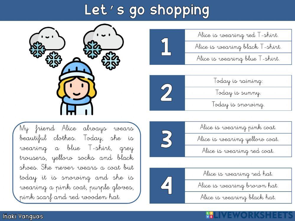Let's go shopping - Reading worksheet | Live Worksheets