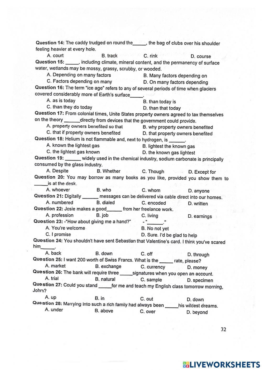 Practice test 6 - cnn (55) worksheet | Live Worksheets