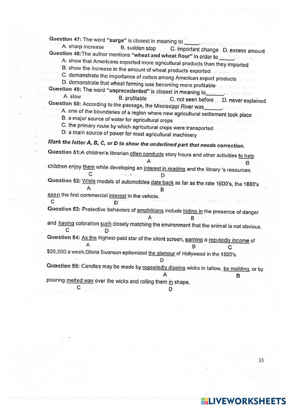 Practice test 6 - cnn (55) worksheet | Live Worksheets