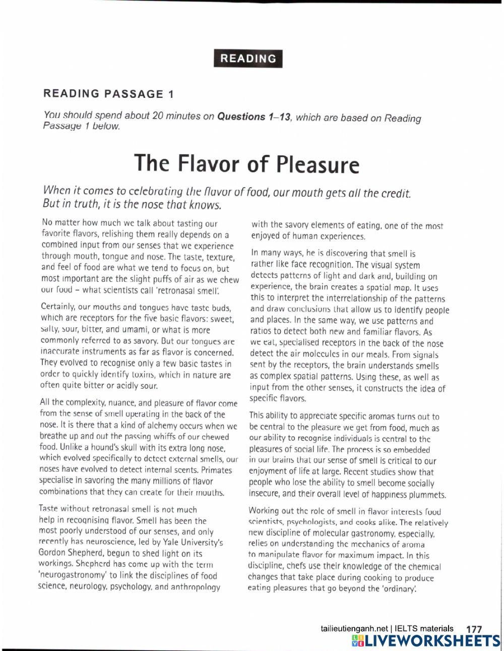 Reading passage 1 online exercise for | Live Worksheets