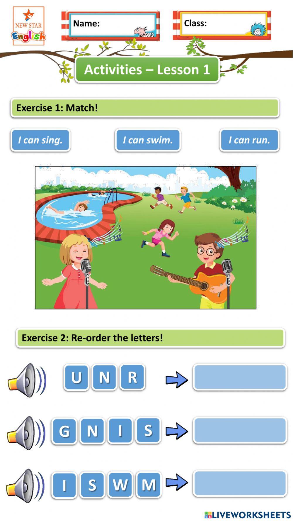 Activities 01 worksheet | Live Worksheets