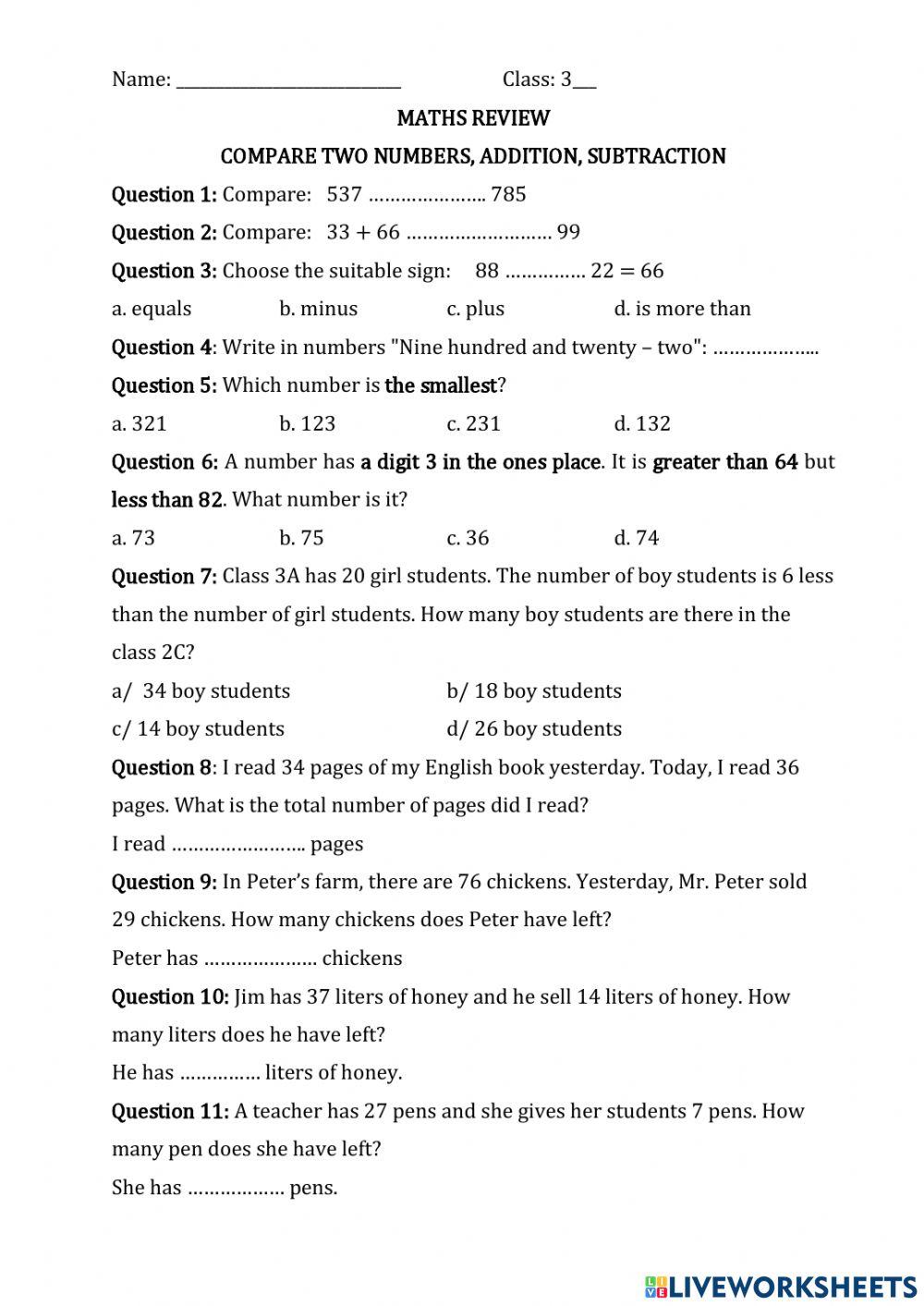 1900326 Grade 3 Review Addition Subtraction Word 1900326-grade-3-review-addition-subtraction-word