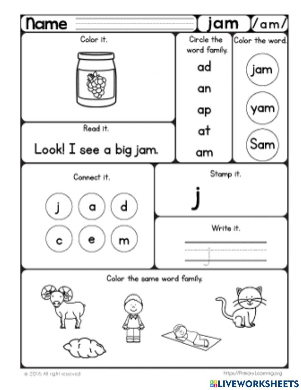 am words online exercise for | Live Worksheets