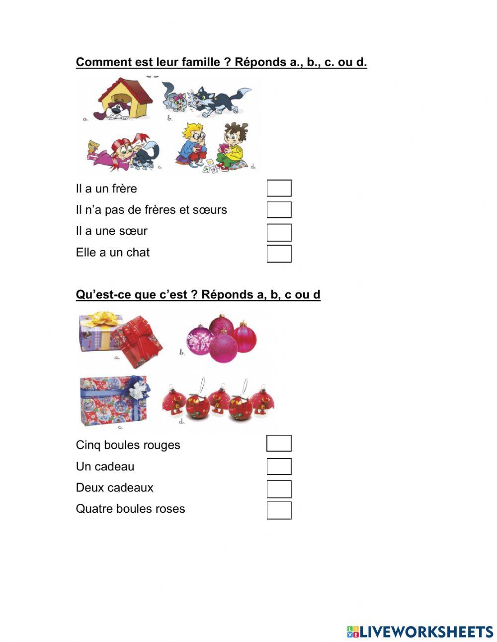 Noel et la fami… | Free Interactive Worksheets | 1900515