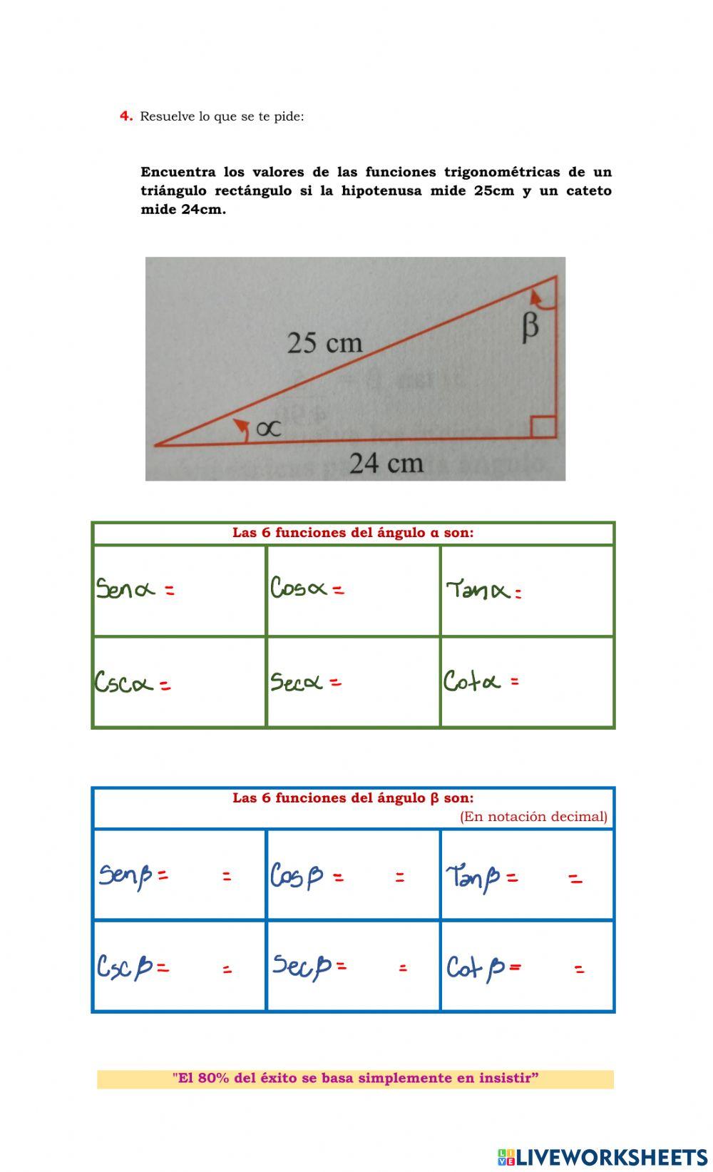 Razones Trigonométricas Online Exercise For Live Worksheets