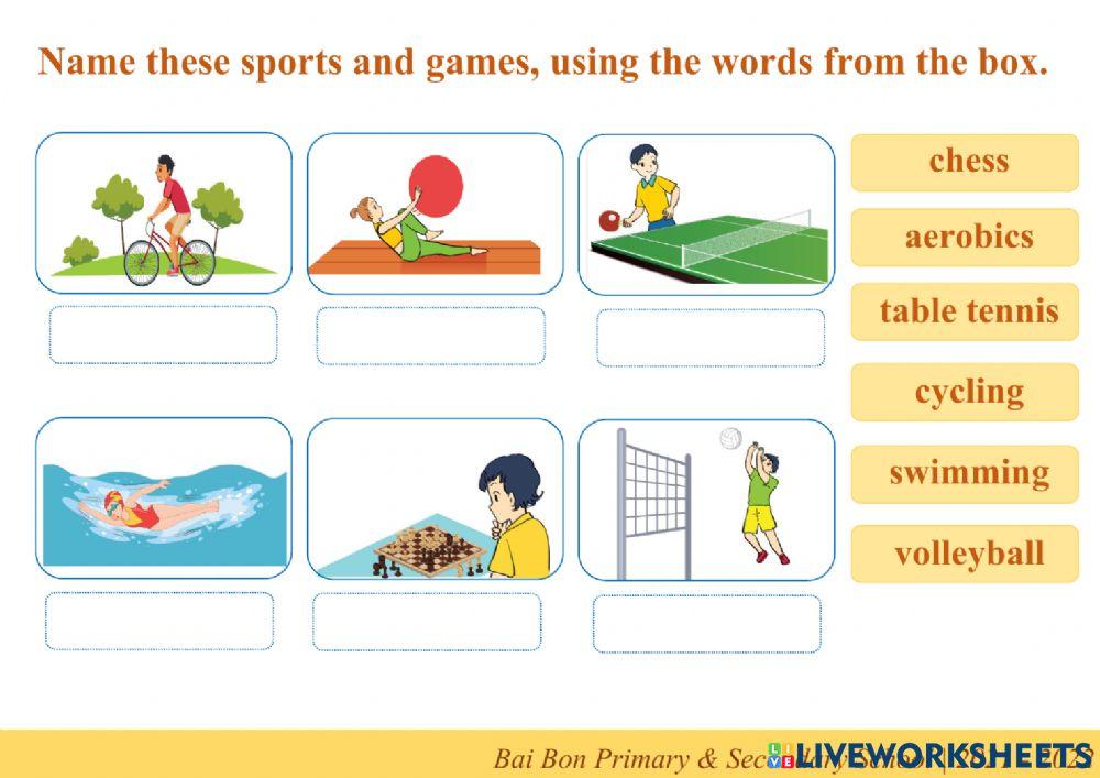 Name the sports and games worksheet | Live Worksheets