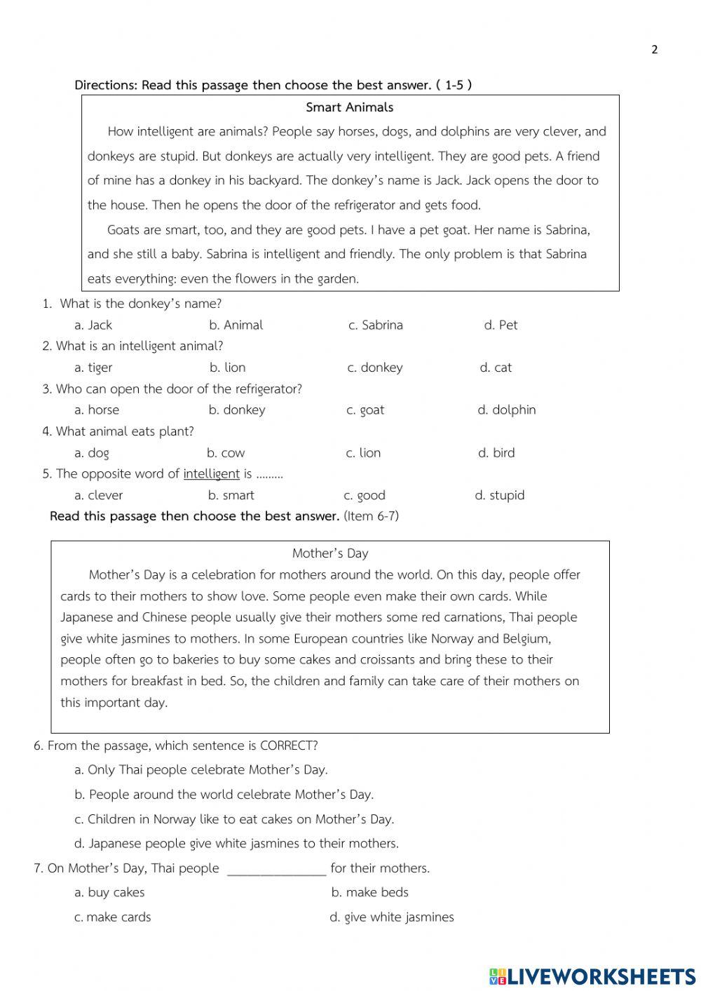 Final exam online exercise for gade 7 | Live Worksheets