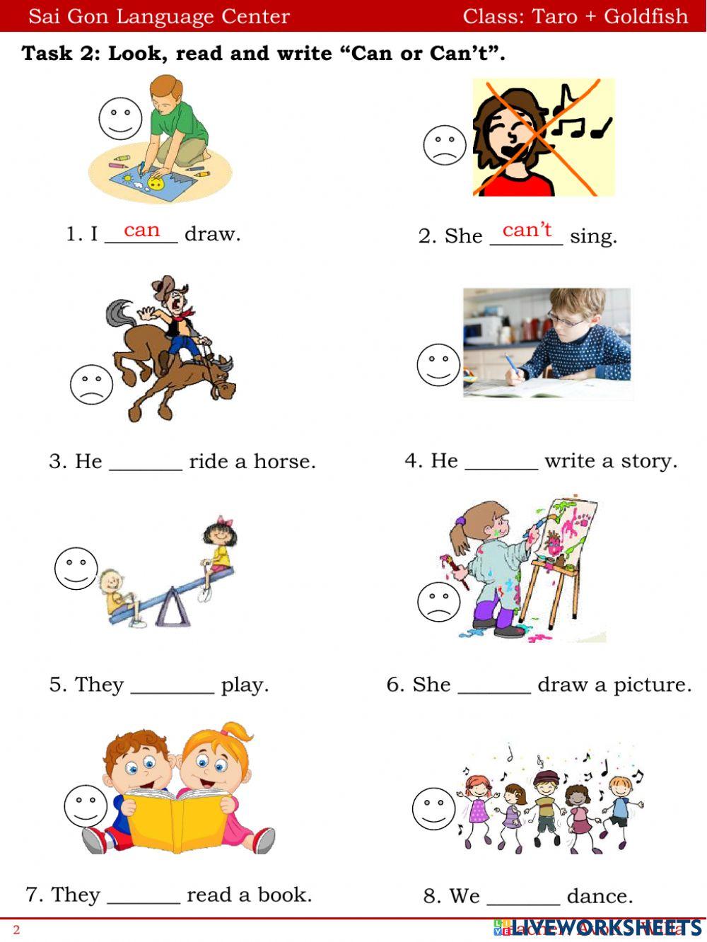 Action boy can … | Free Interactive Worksheets | 1901377