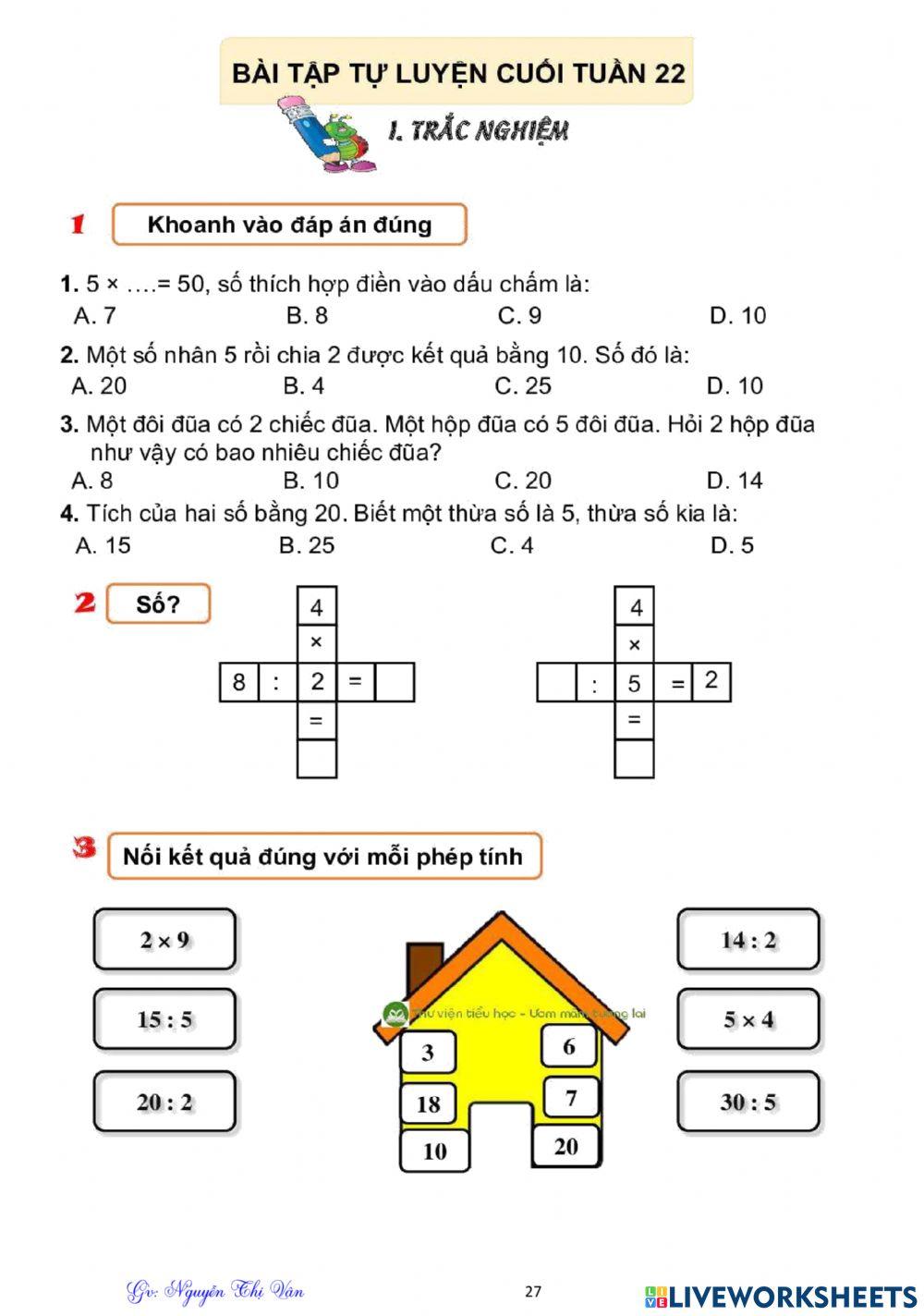 PCT Toán tuần 22 worksheet | Live Worksheets