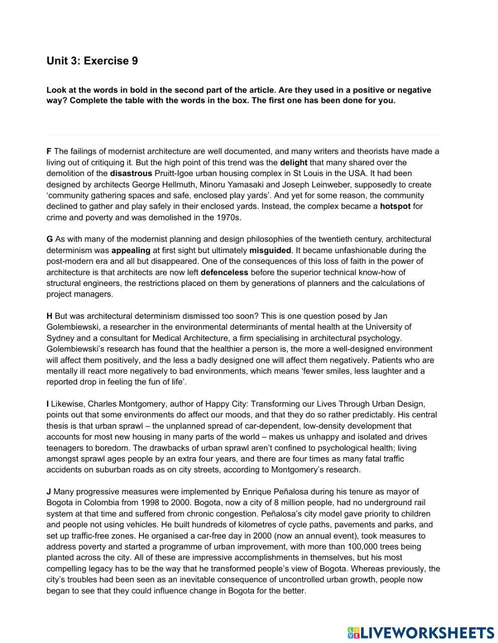 Mindset IELTS 3 - Grammar & Vocabulary Skills Modules - Unit 3 Ex9 worksheet | Live Worksheets