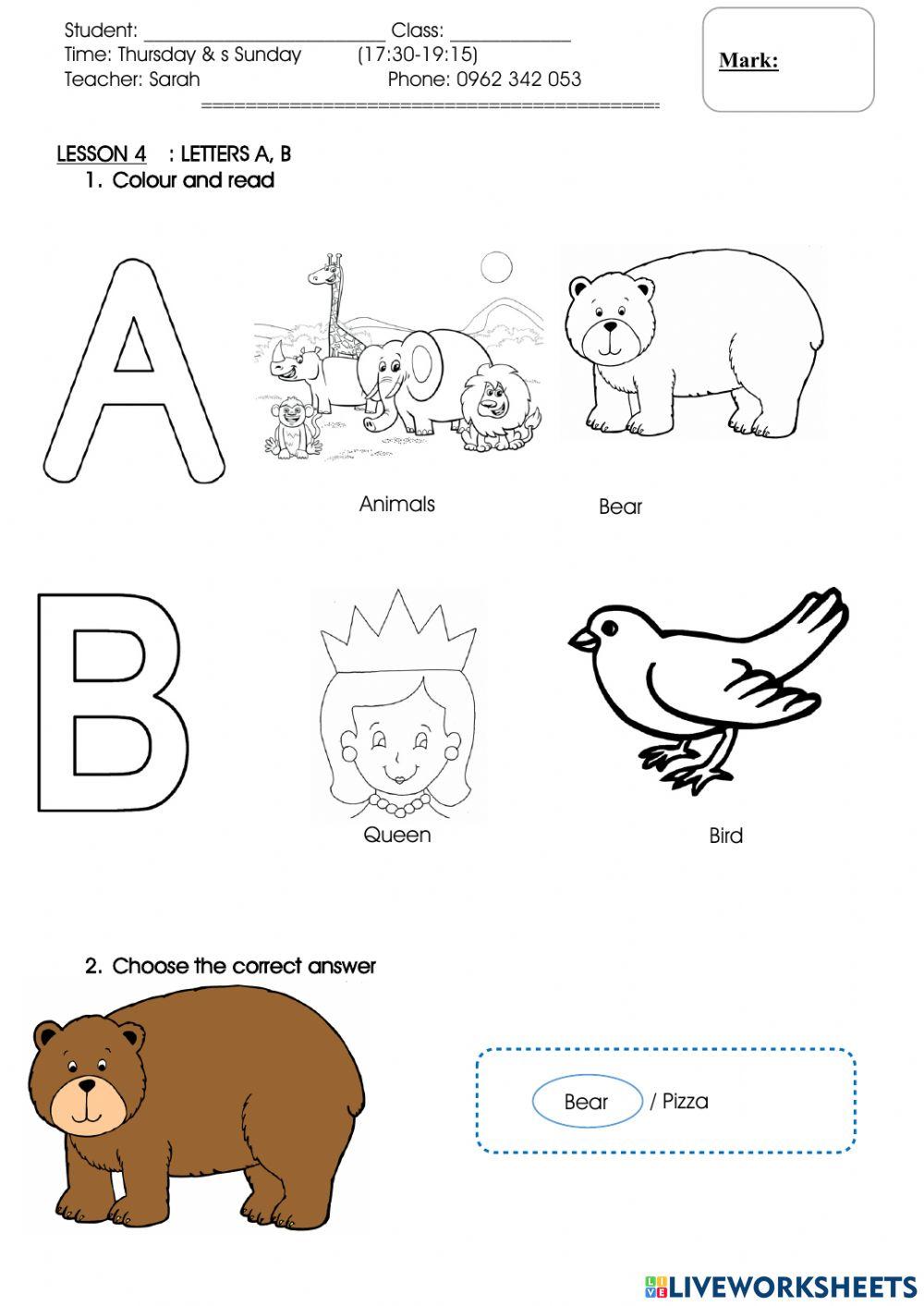 Letter A B activity | Live Worksheets