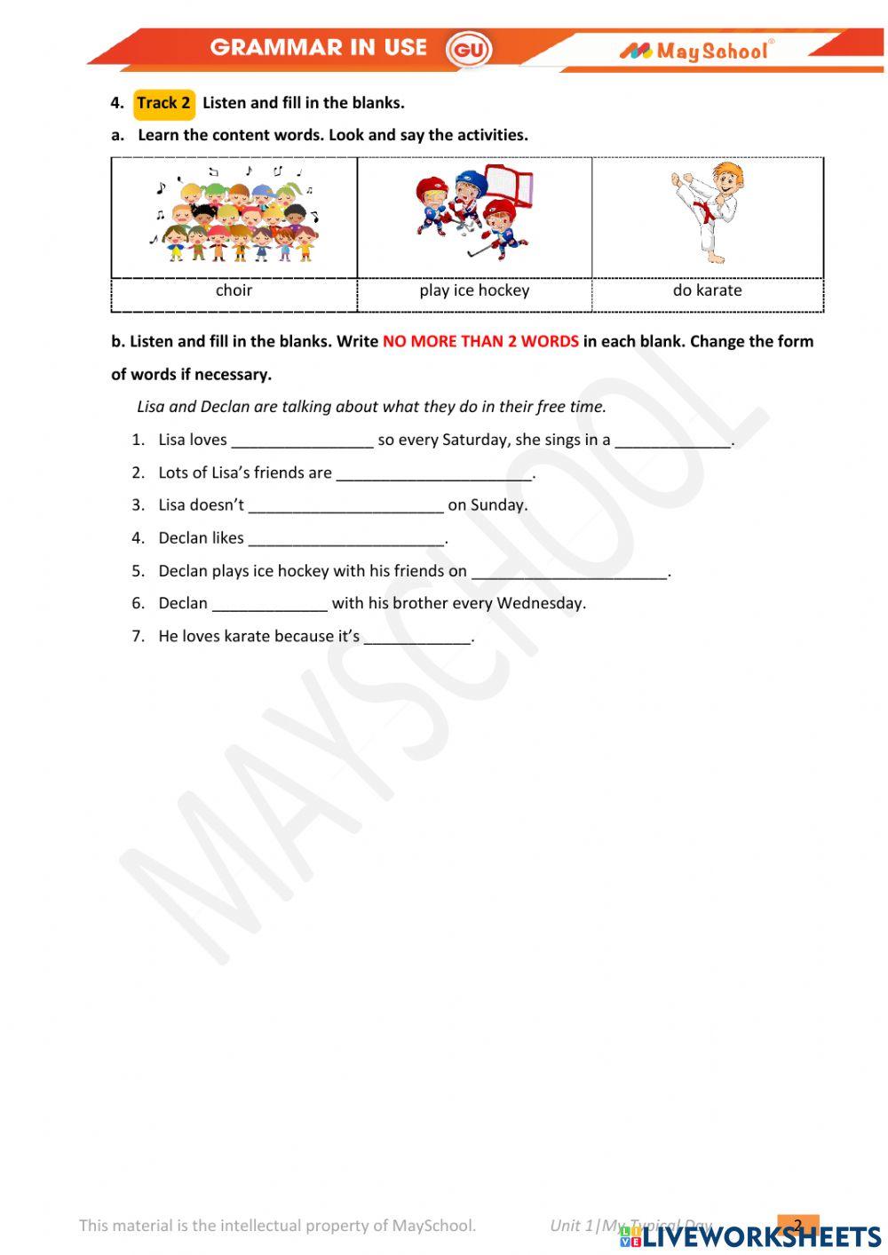 3584455 | GU-U1-My Typical Day-Listen&Read | MaySchool