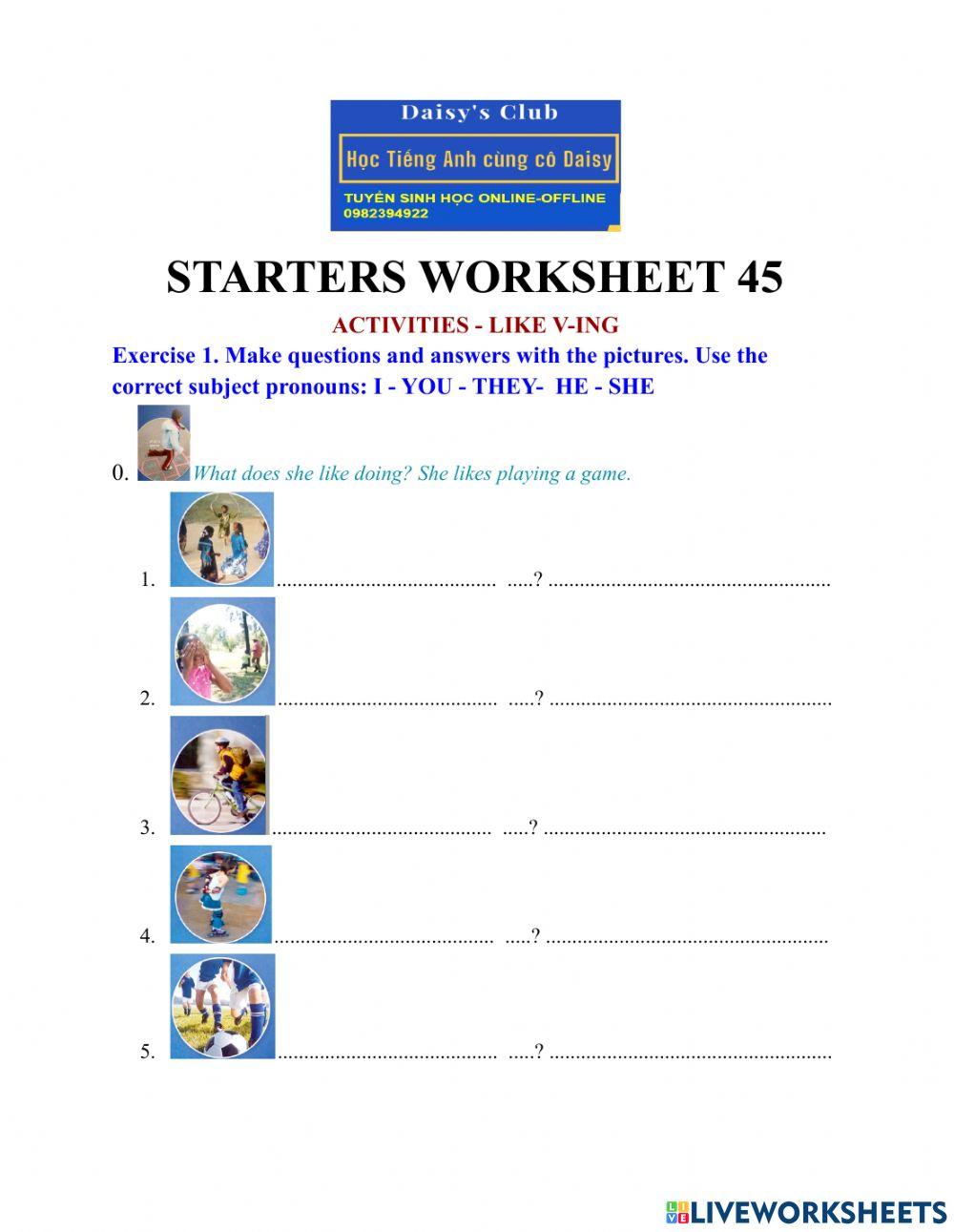 Hobbies- V-ing worksheet | Live Worksheets