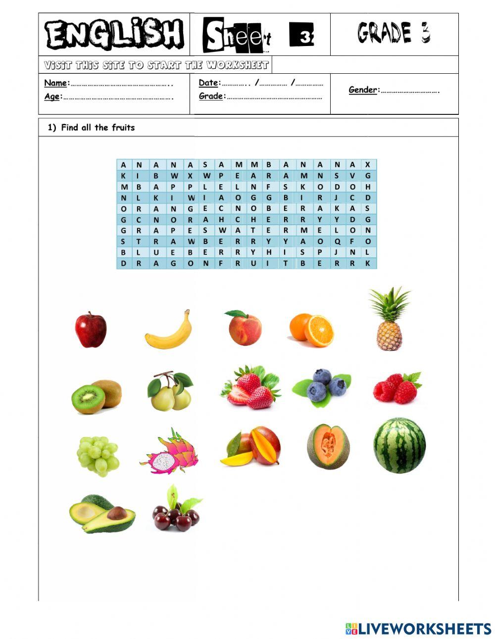 English (Grade3) Sheet3 online exercise for | Live Worksheets