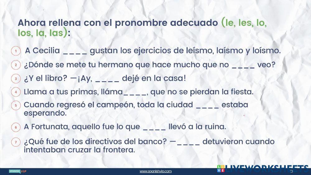 El Leísmo y el … | Free Interactive Worksheets | 1902149