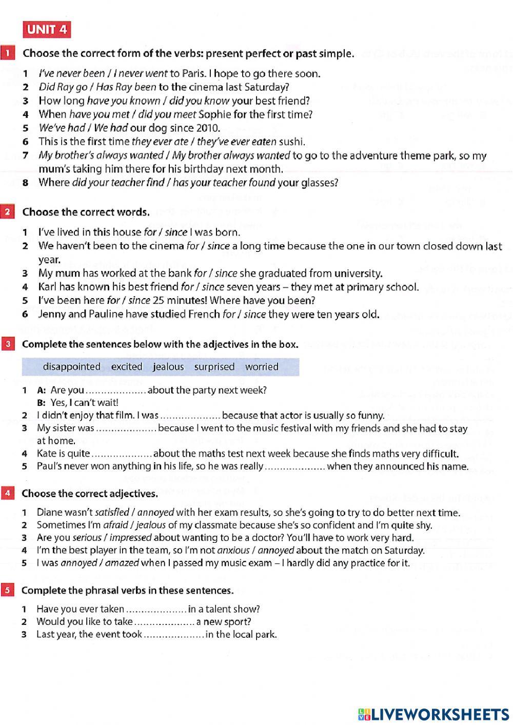 Revision u4 compact worksheet | Live Worksheets