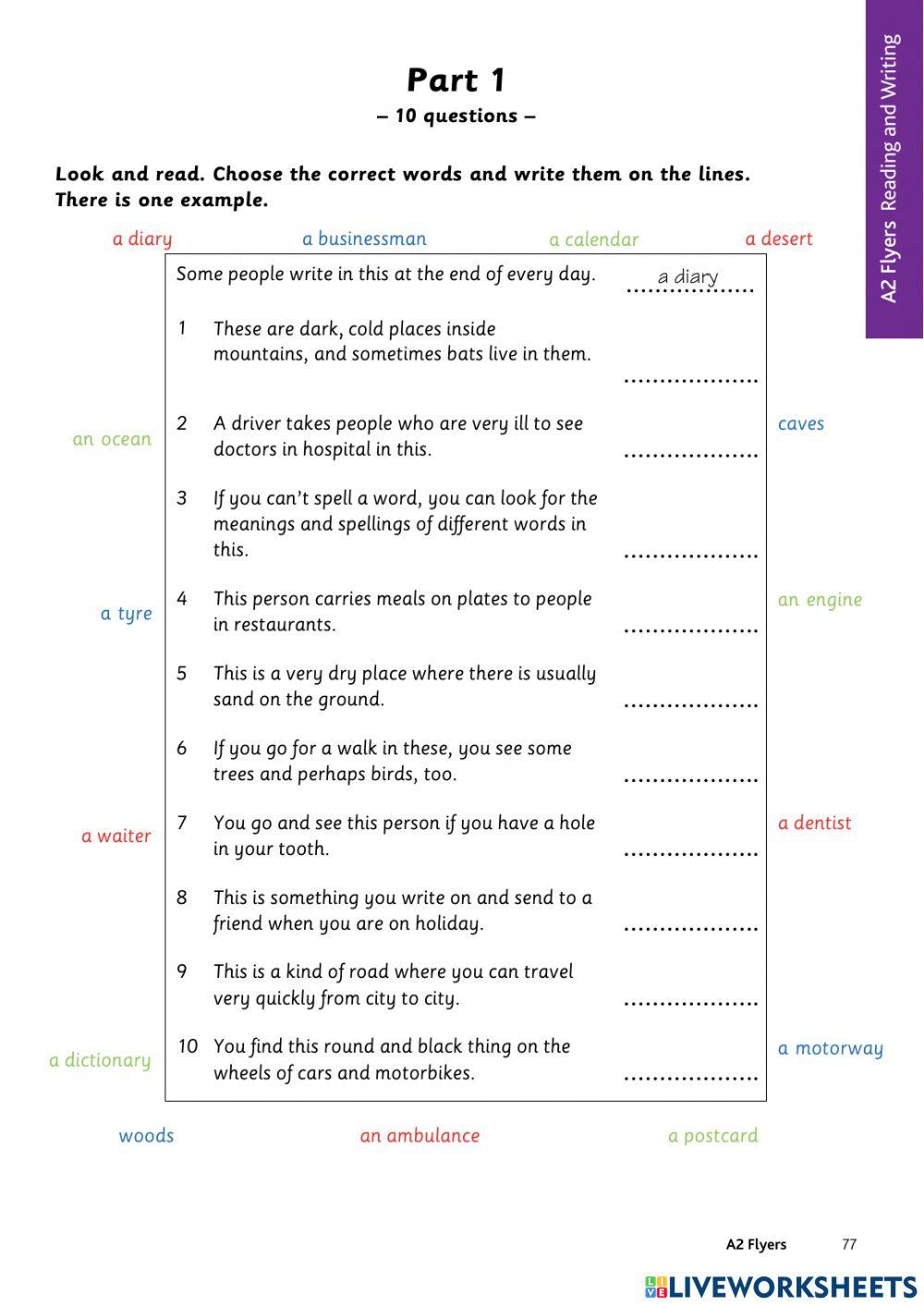 nicolesuarez | FLYERS Reading - Writing Mock Test 5306189