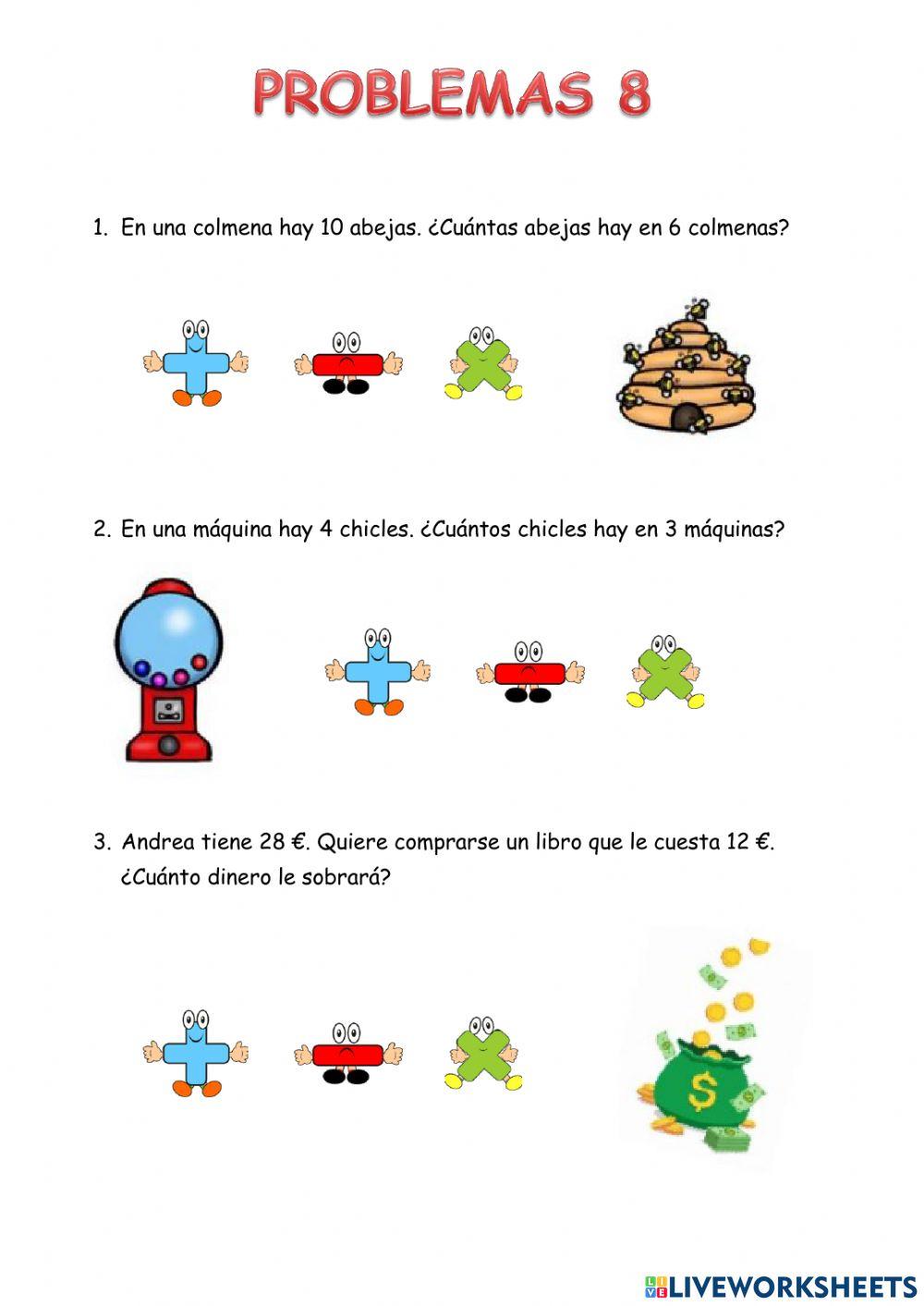 Problemas 8 online worksheet | Live Worksheets
