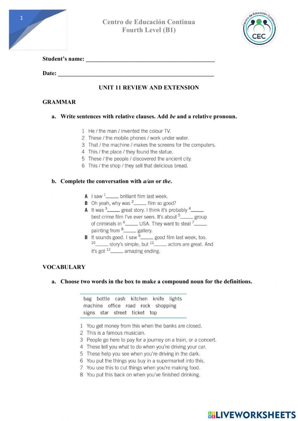 Empower b1 worksheet | Live Worksheets