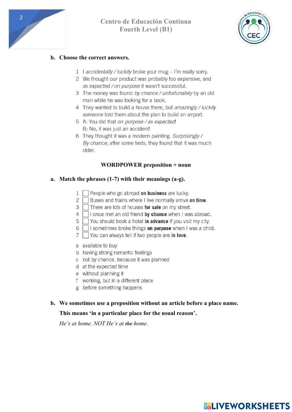Empower b1 worksheet | Live Worksheets
