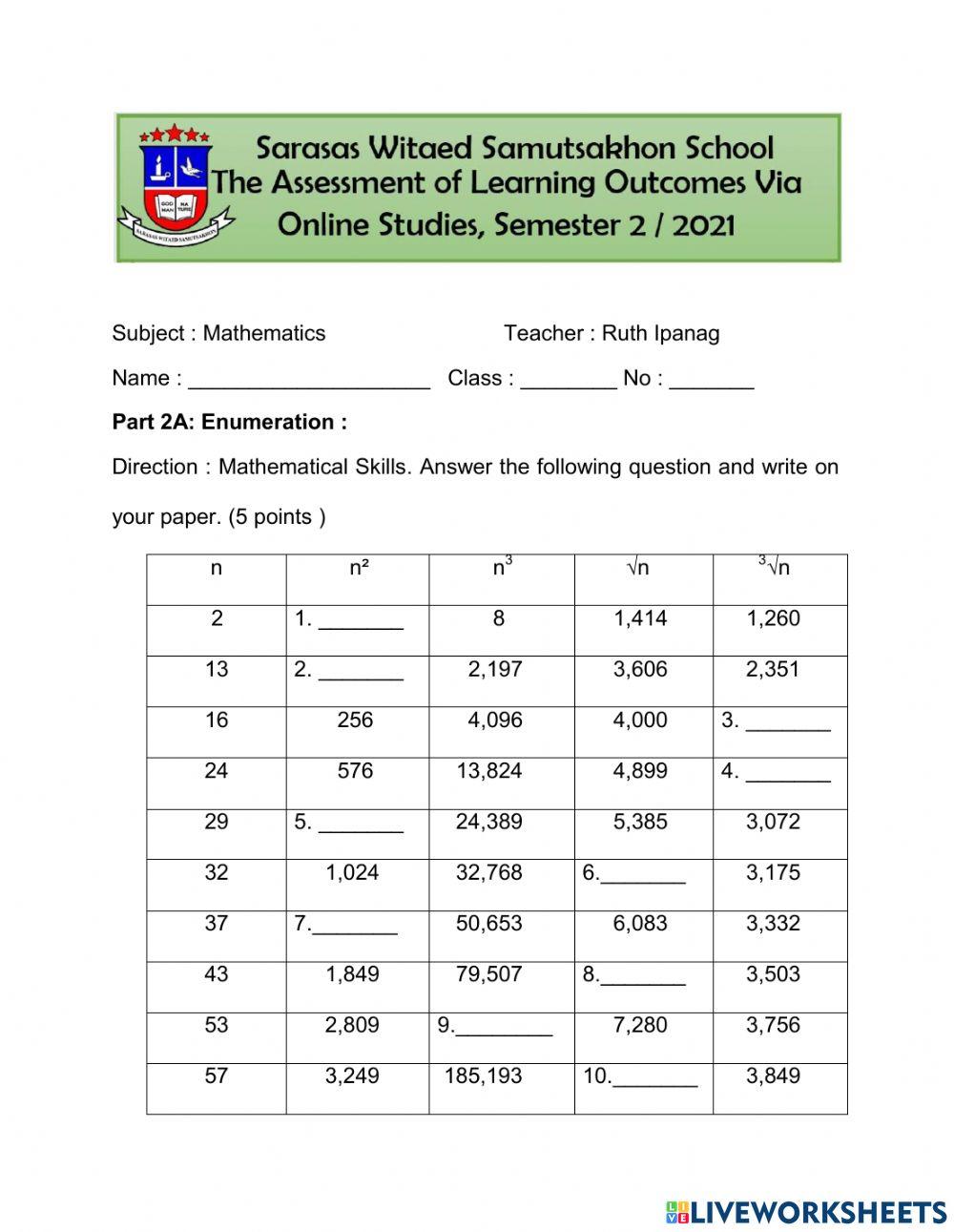 MathM.2Final22 online exercise for | Live Worksheets
