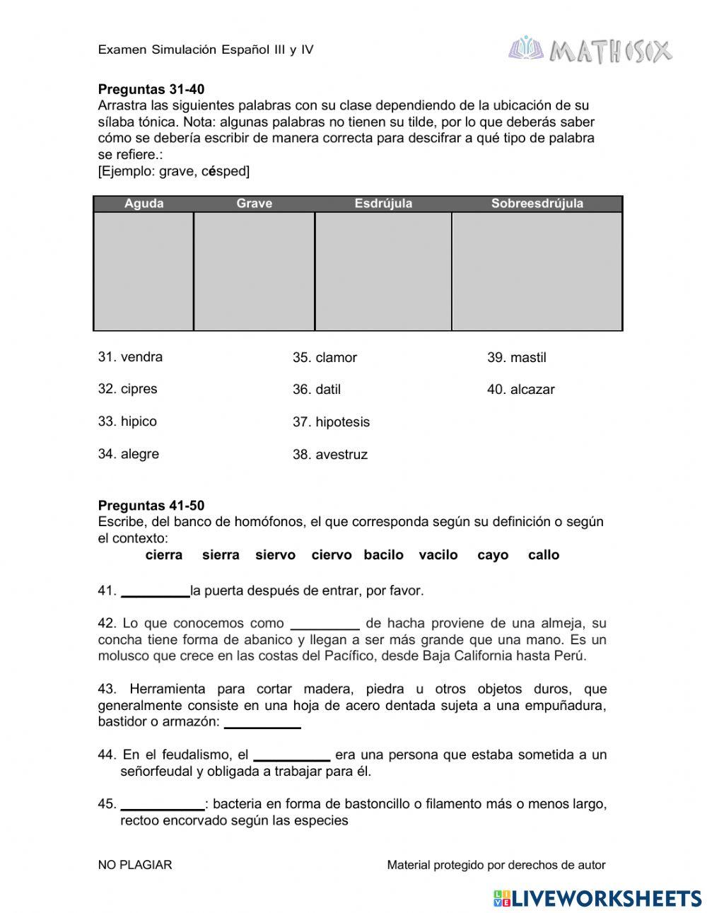 SIMULACIÓN 2 (U… | Free Interactive Worksheets | 2756986