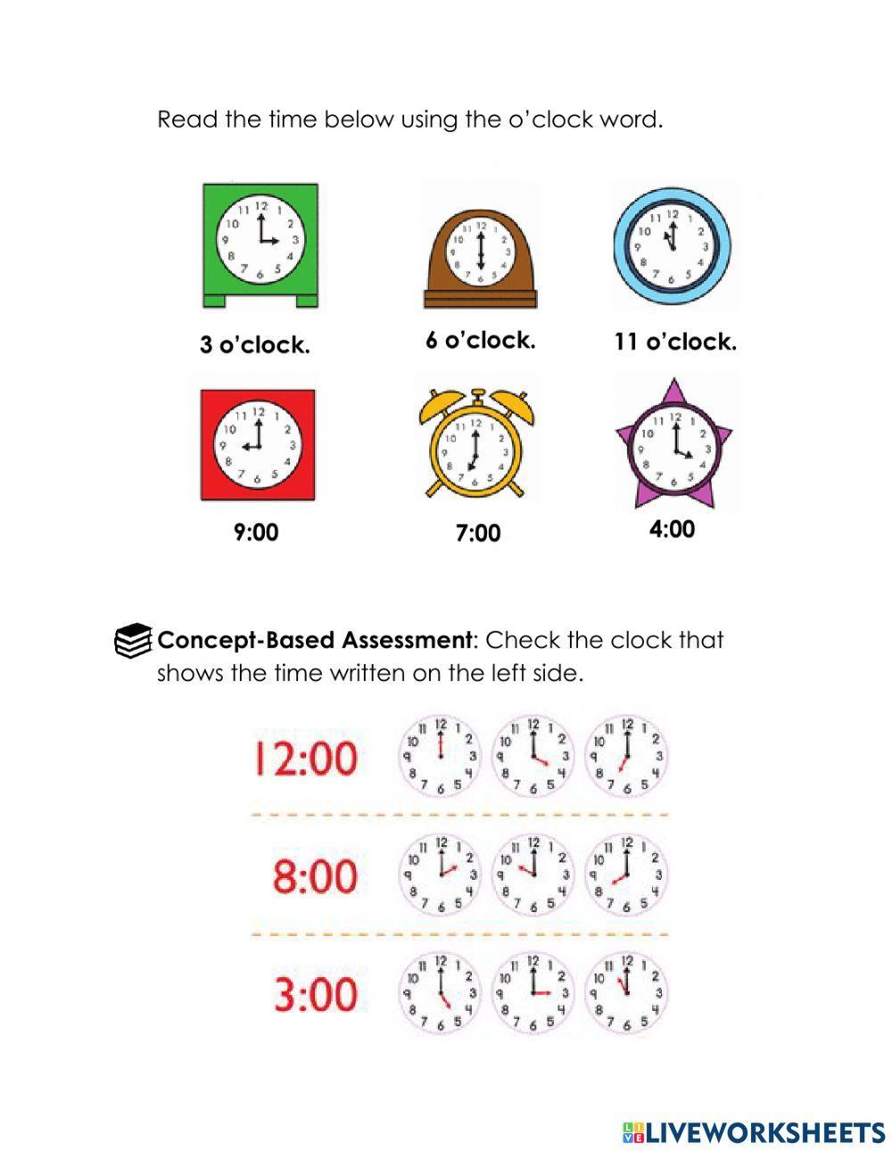 Tell Time by Ho… | Free Interactive Worksheets | 1903068