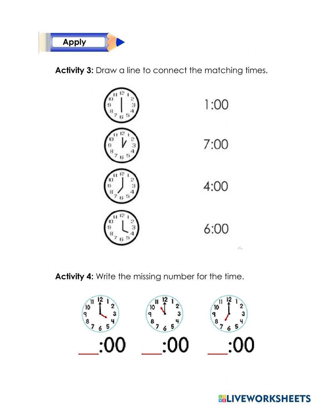Tell Time by Ho… | Free Interactive Worksheets | 1903068