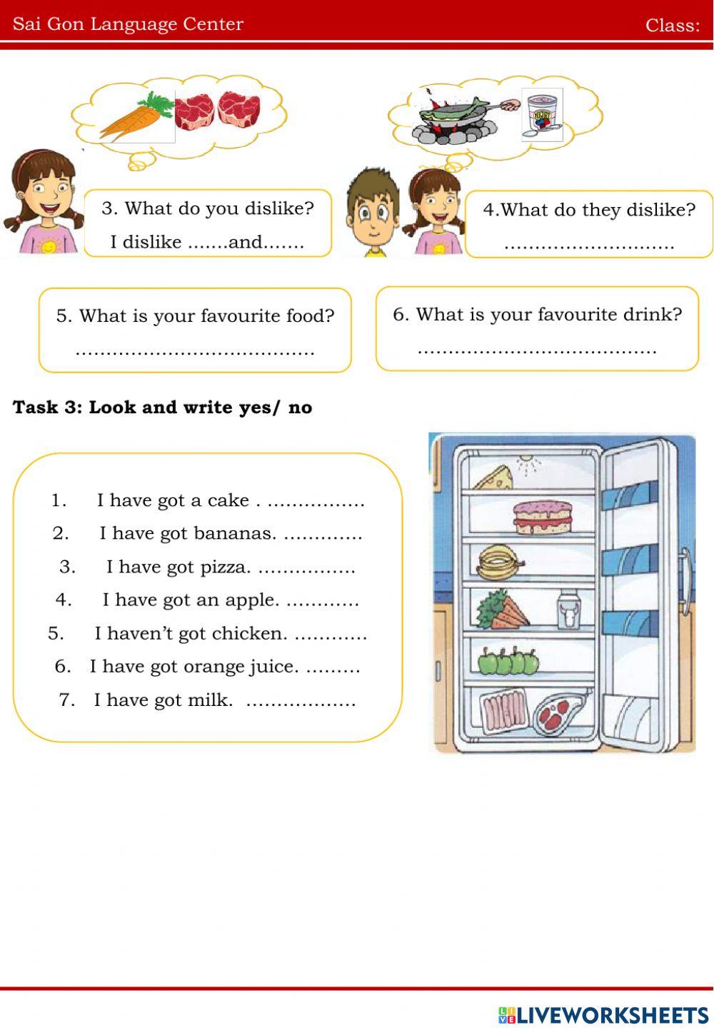 Food online exercise for ffs | Live Worksheets