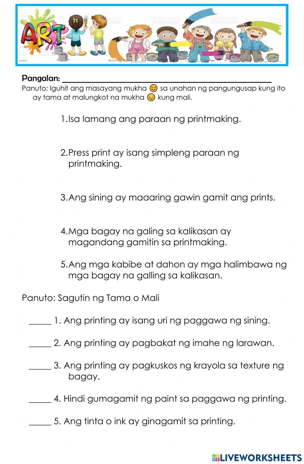 MAPEH ARTS Q3 Week Worksheet Live Worksheets, 57% OFF